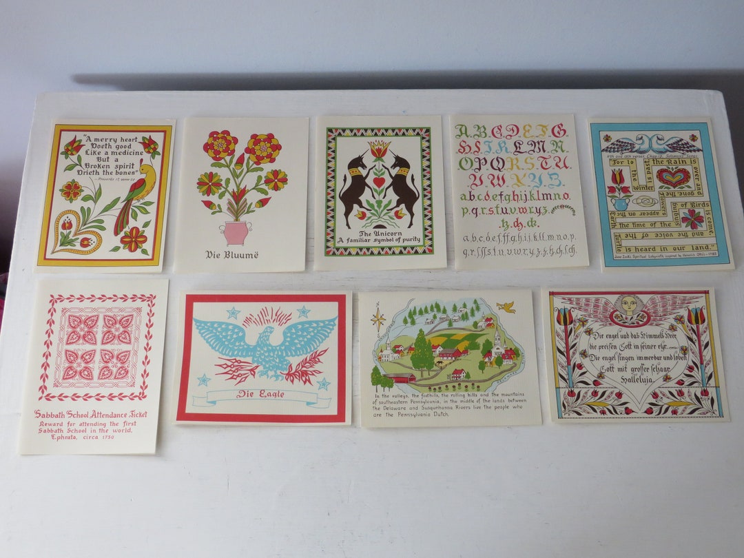 Vintage Pennsylvania Dutch Recipe Cards - Jacob and Jane Zook - Set of ...