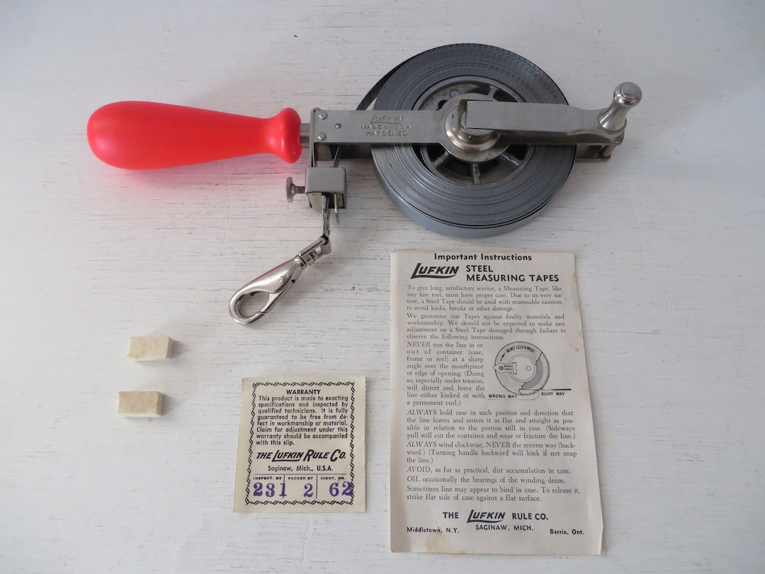 Vintage Lufkin 50 FT X 1/2" Steel Measuring Tape - Oil Tank Level ...