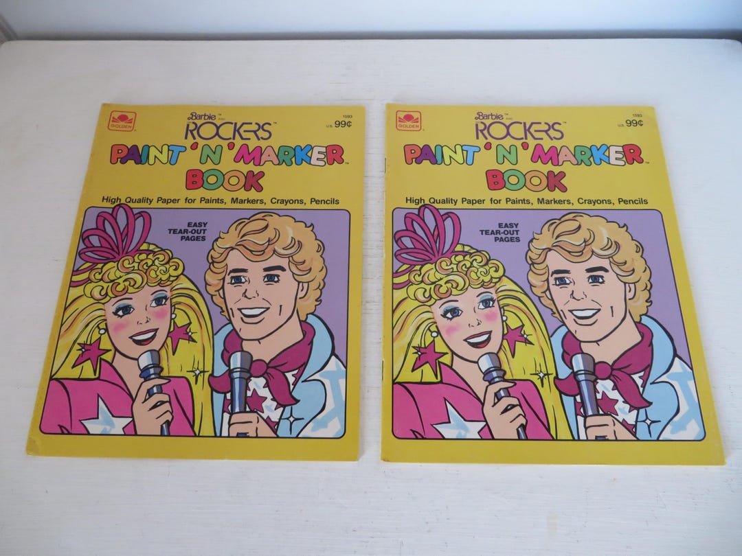 Vintage Barbie and the Rockers Paint 'N' Marker Book - 1987 Golden ...