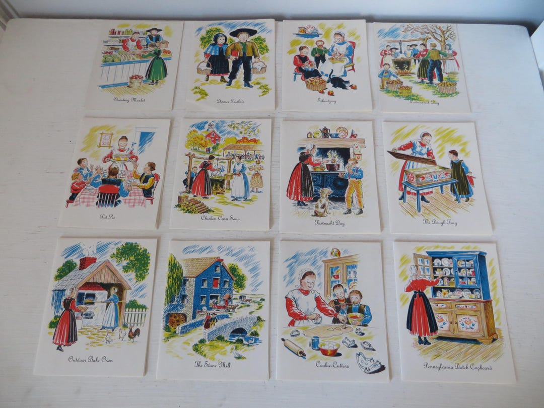 Vintage Yorkraft and Conestoga Crafts Pennsylvania Dutch Recipe Cards ...