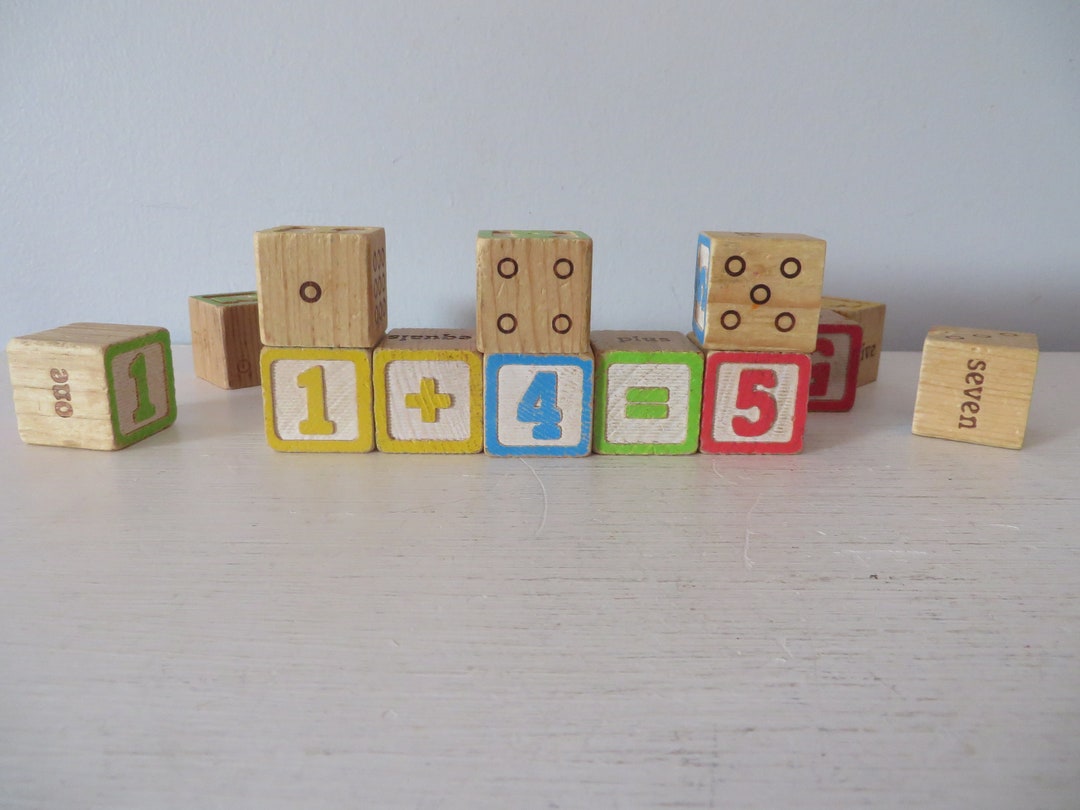 Vintage Assortment of Playskool Equation Wood Blocks - Math Blocks ...