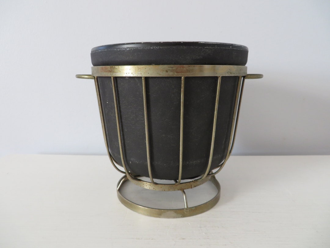 Vintage Pyrex Ice Bucket With Wire Cage - Mid Century Bar Ware - 2 QT ...