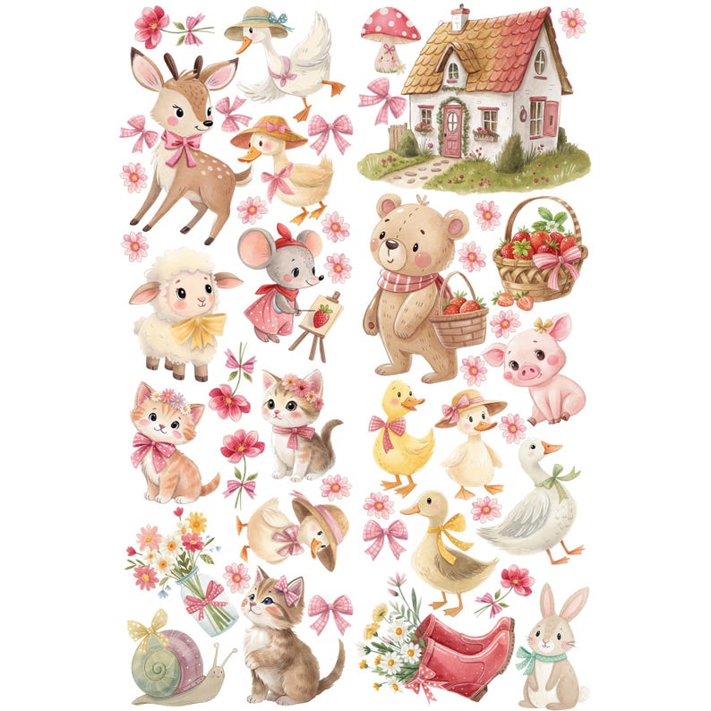 Farm Animal Wall Decals Peel and Stick Cottage Farm Wall Stickers Duck ...