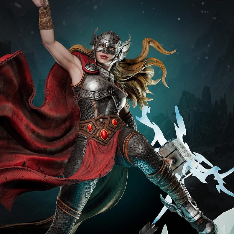 Lady Thor - Marvel STL | Statue + Bust | Jane Foster With Lightning ...