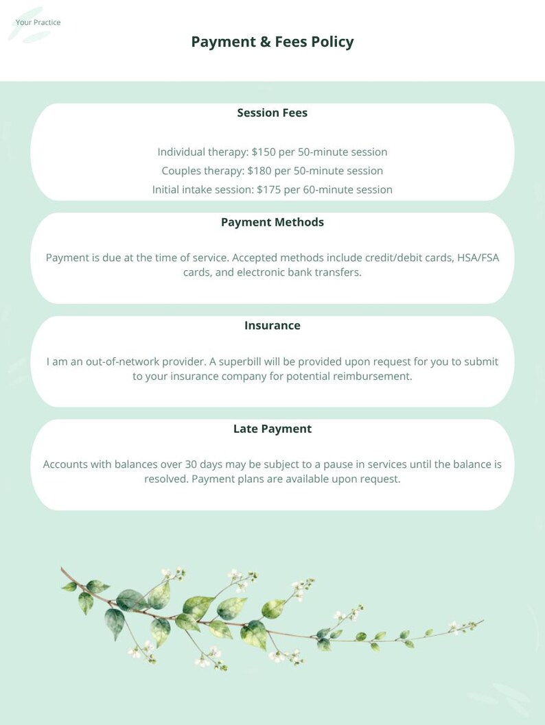 Therapist Welcome Packet | LPC LCSW Editable Canva Template Bundle - Etsy