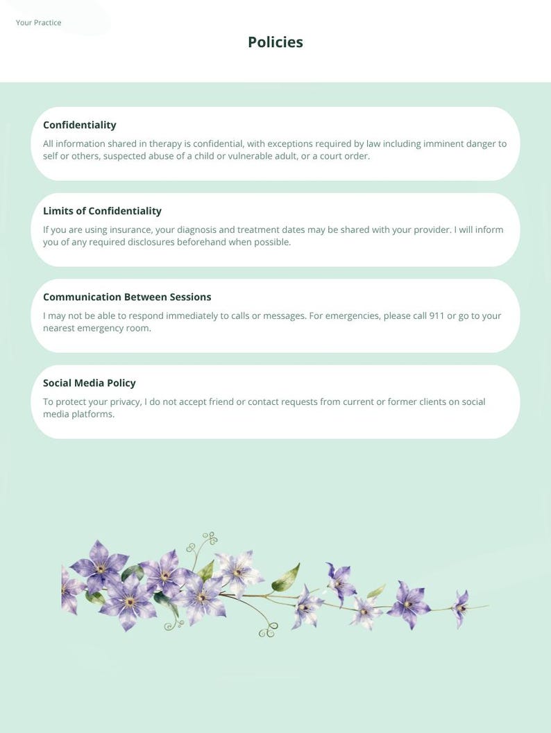 Therapist Welcome Packet | LPC LCSW Editable Canva Template Bundle - Etsy
