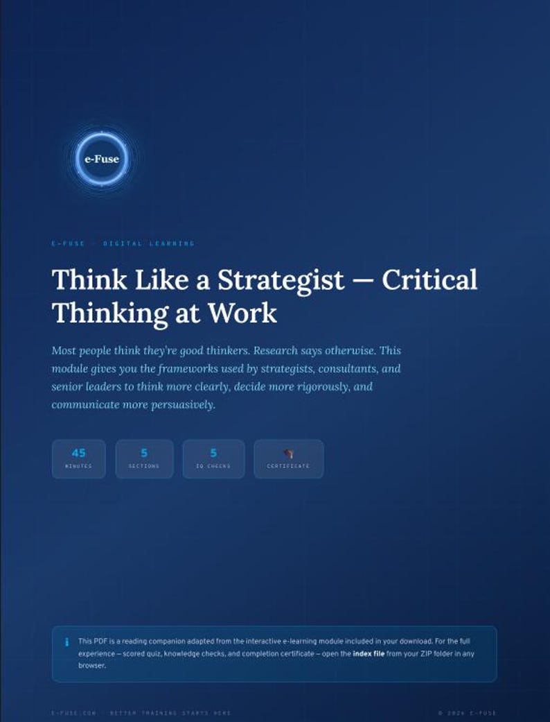 Critical Thinking at Work — Workbook + Interaktives Lernmodul - Etsy.de