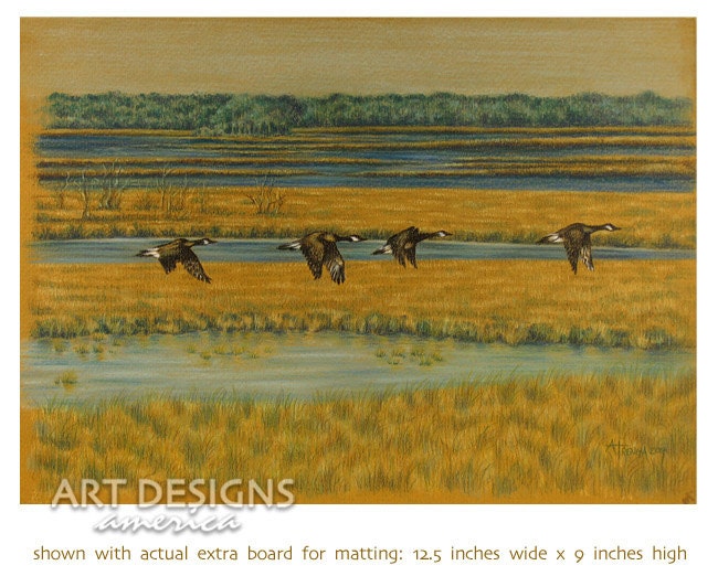 Canada Geese in Flight Original Pastel Painting Bird | Etsy