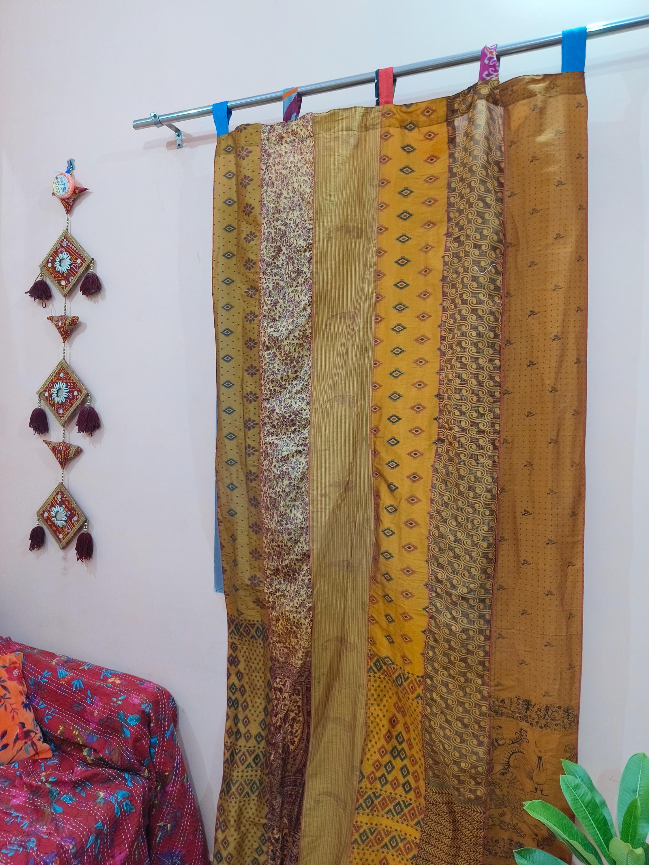 Handmade Patchwork Sari Curtain: Multicolor Bohemian Home Decor (82