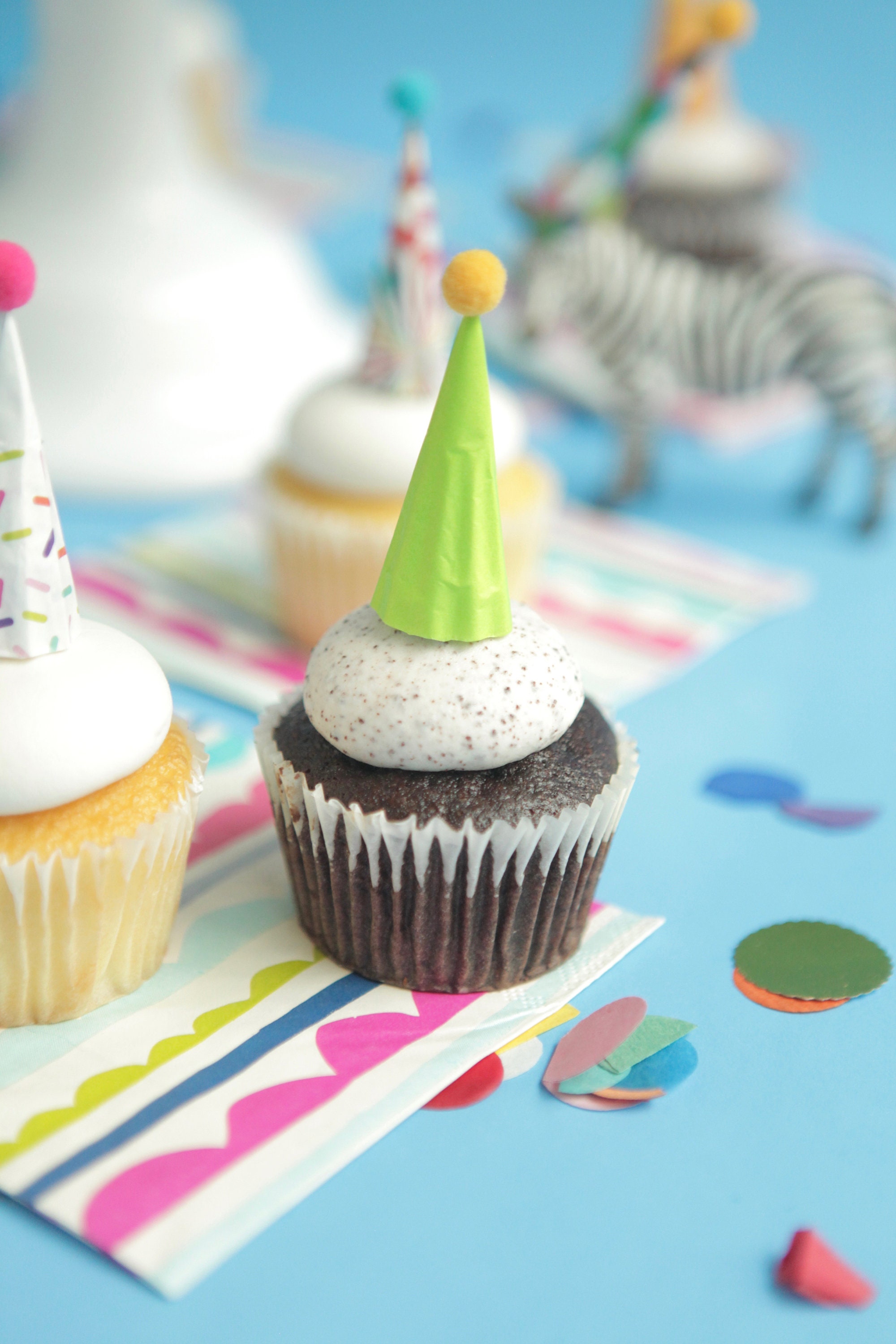 Cupcake and Cake Toppers Mini Party Hats Bright Colors | Etsy