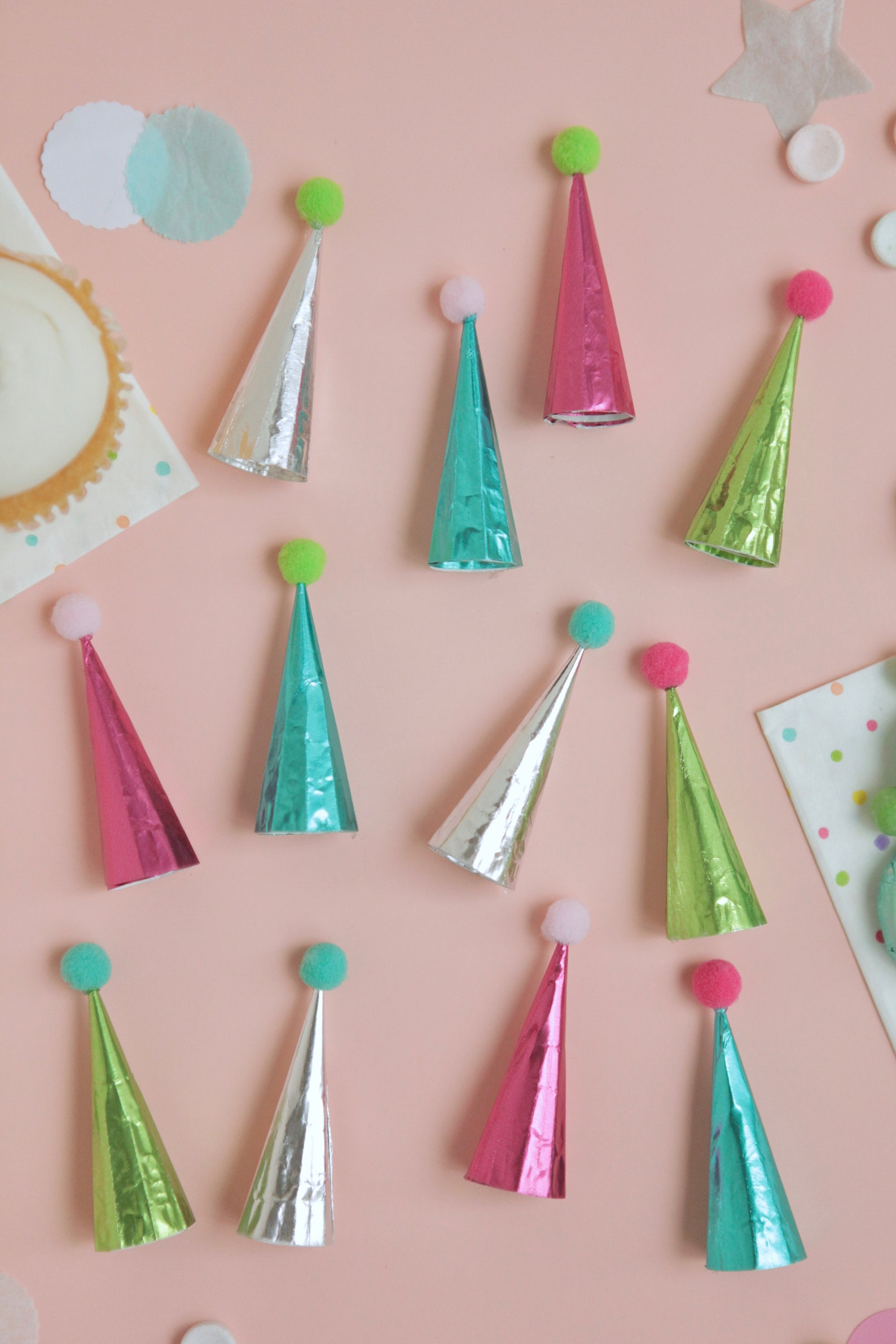 NEW Cupcake and Cake Toppers Mini Party Hats Metallic - Etsy