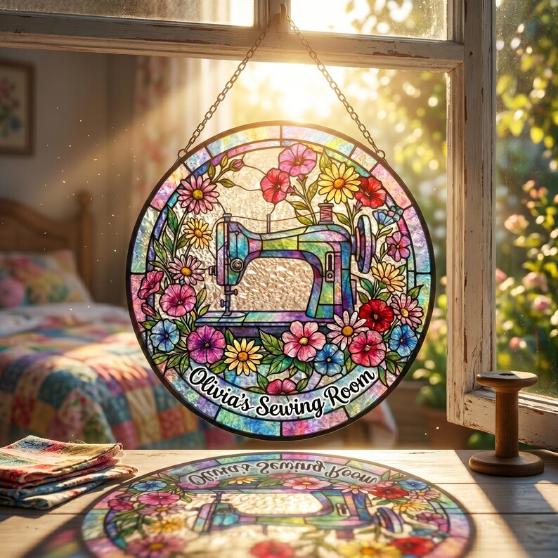 Personalized Sewing Room Suncatcher, Sewing Room Decor, Quilter Gift ...
