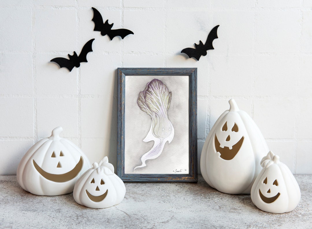 Ghost Bok Choy - Watercolor Print - Spooky Mystical Ghost Halloween ...