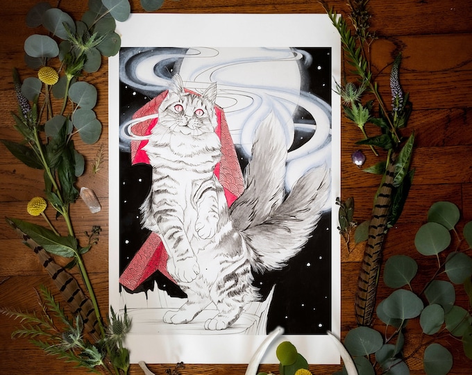 Yule Cat (jólaköttur) Art Print Greeting Card| Yule Cat Greeting Card ...