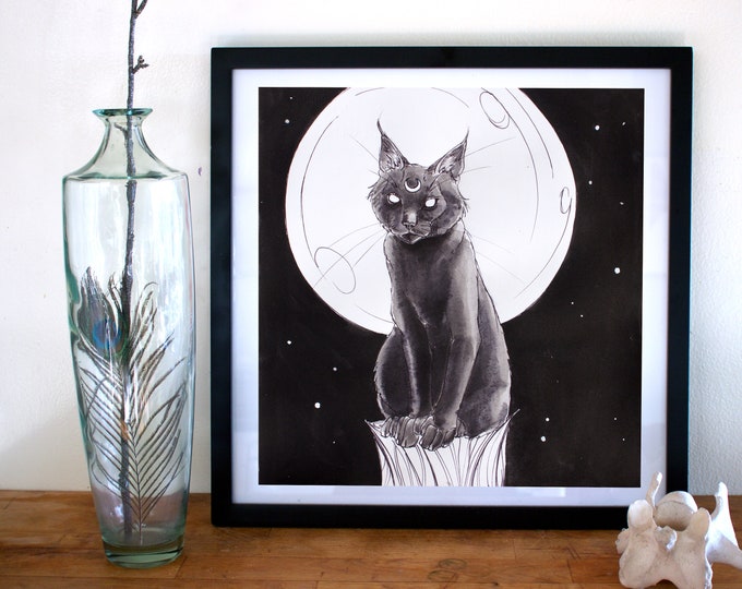 Yule Cat (jólaköttur) Art Print Greeting Card| Yule Cat Greeting Card ...