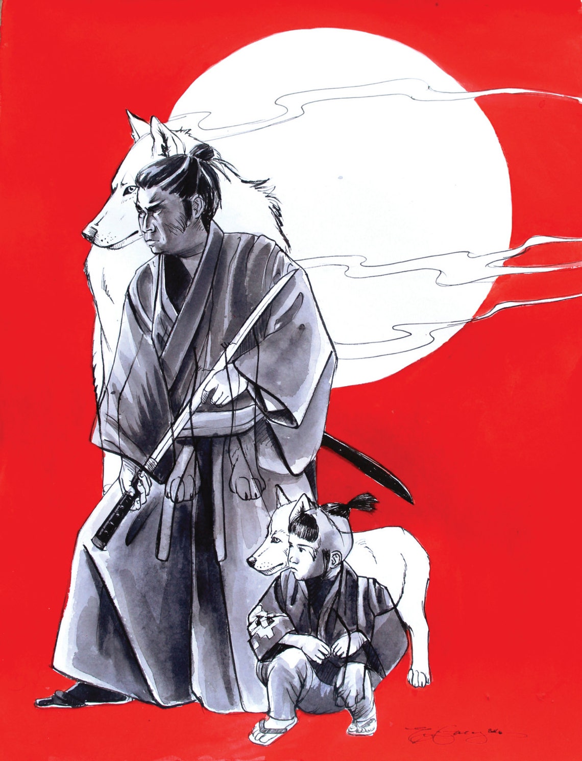 Lone Wolf and Cub Fine Art Giclee Print | Lone Wolf and Cub Art ...