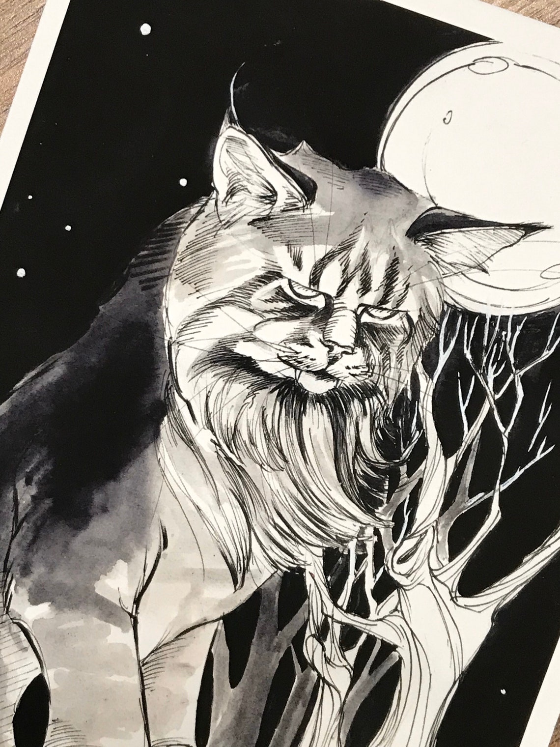 Yule Cat Jólaköttur Art Print Greeting Card Yule Cat | Etsy