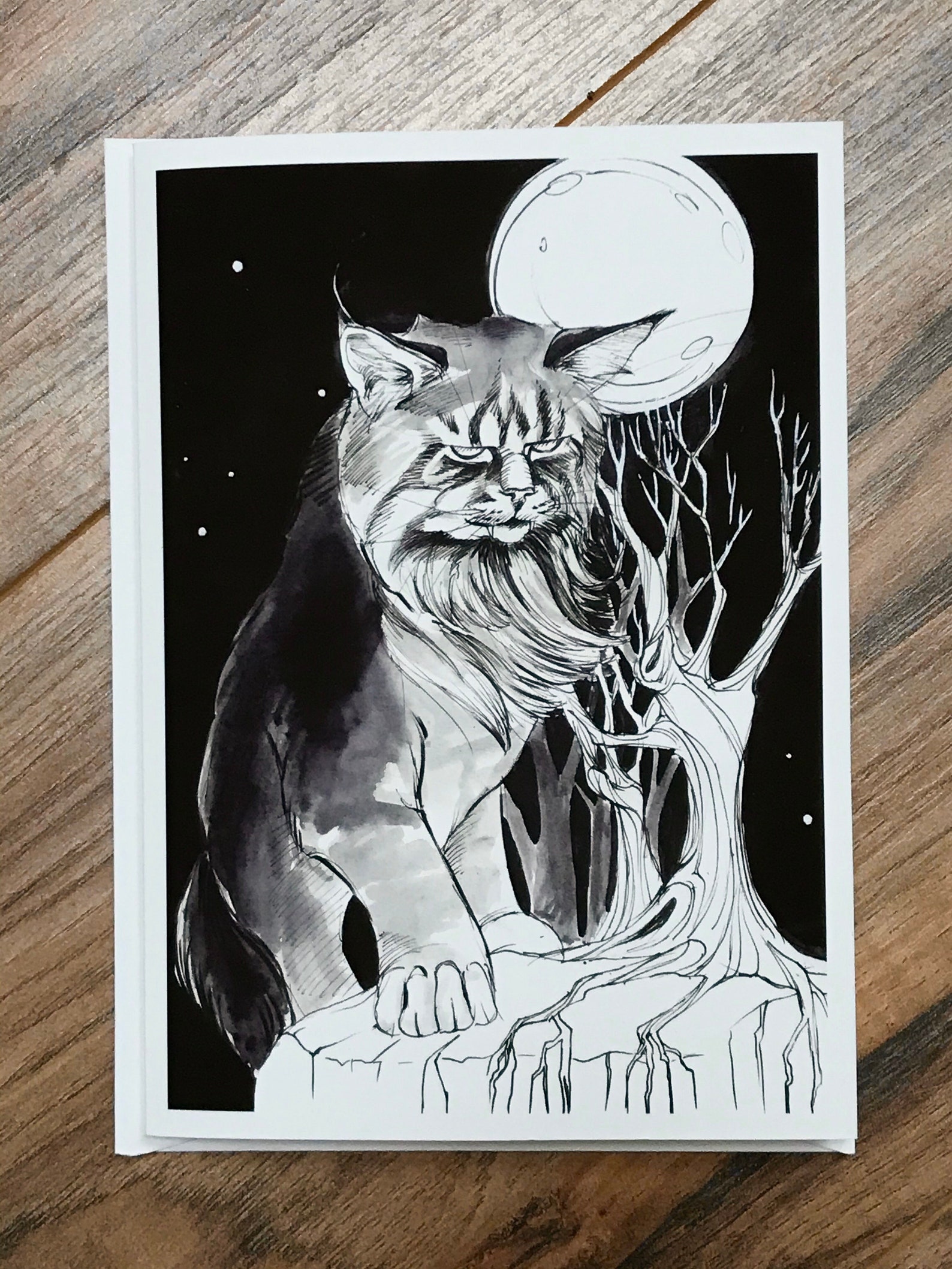 Yule Cat jólaköttur Art Print Greeting Card Yule Cat - Etsy
