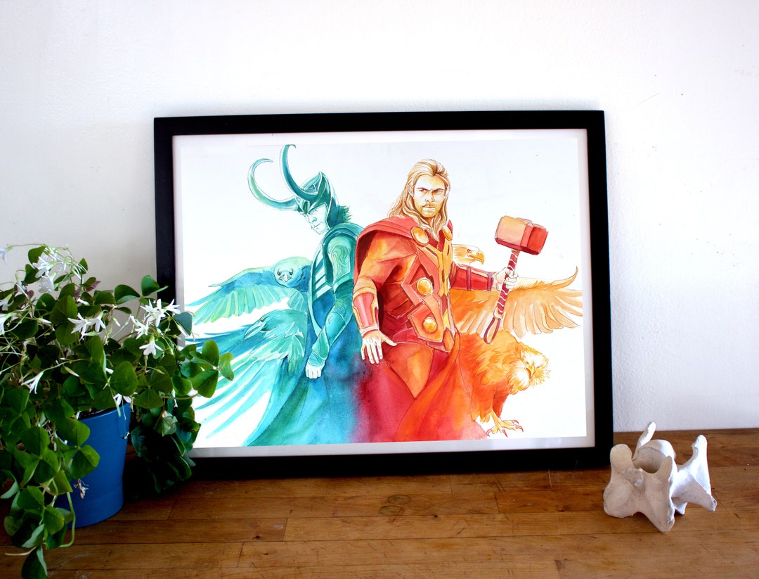 Brothers: Thor and Loki Giclee Art Print | Thor Poster | Loki Poster ...