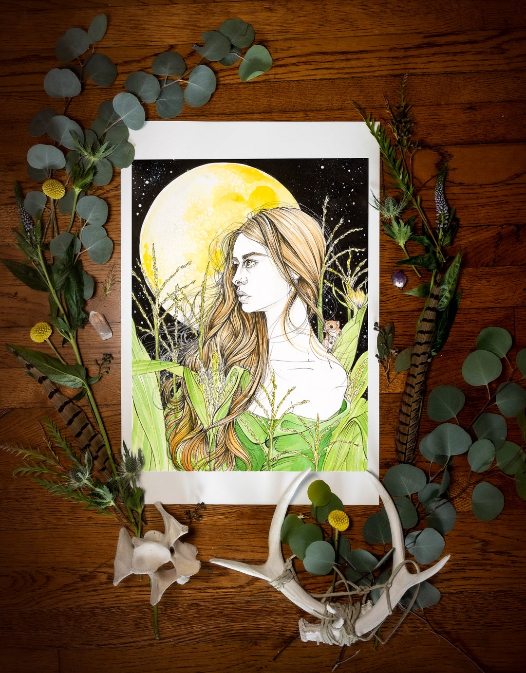 Moon Month Series: September- the Harvest (corn) Moon Giclée Fine Art ...