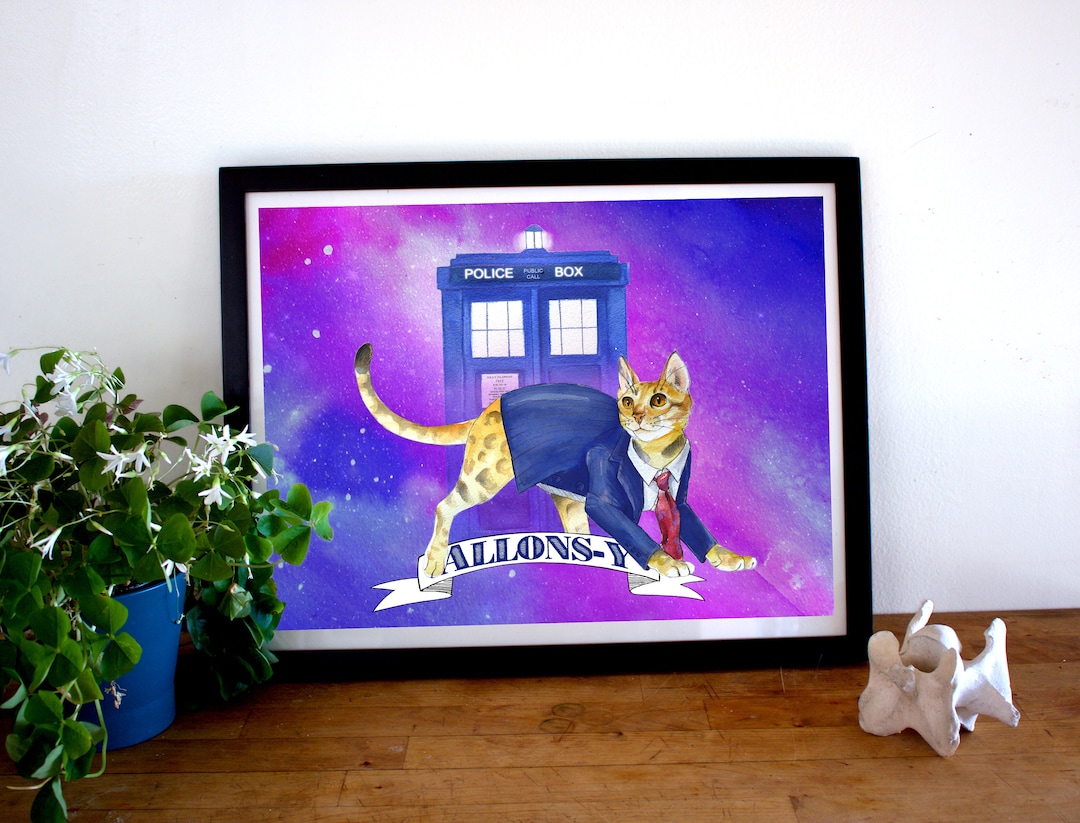 Doctor Mew: 10th Doctor Cat Fine Art Giclee Print | Cat Print | Doctor ...