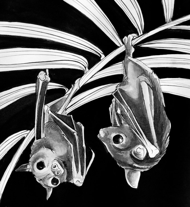 Bats Art Print Bats Poster Dark Art Wall Art - Etsy