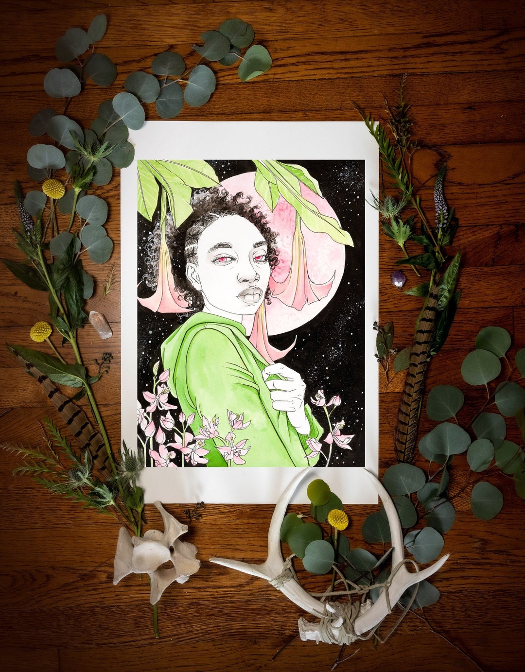 Moon Month Series: April- the Pink Moon Giclée Fine Art Print| April ...