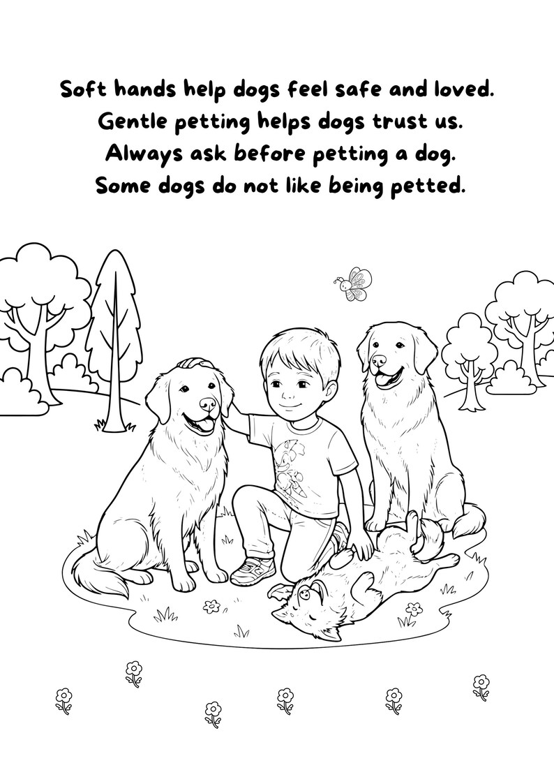 Printable Kids Coloring Book About Being Kind to Dogs | PDF - Etsy