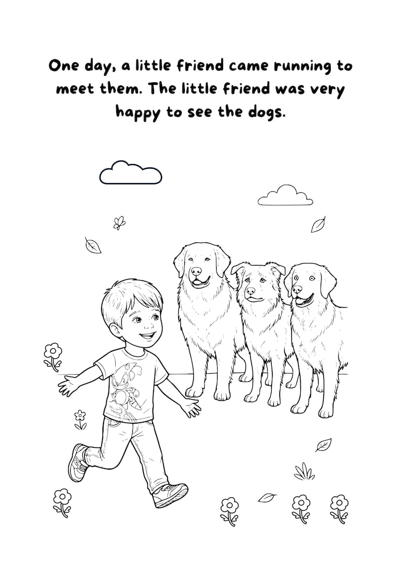 Printable Kids Coloring Book About Being Kind to Dogs | PDF - Etsy