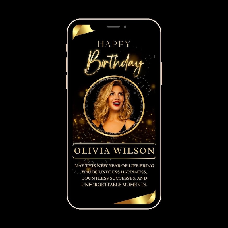 Animated Birthday Video Template | Editable Canva Greeting | Black ...