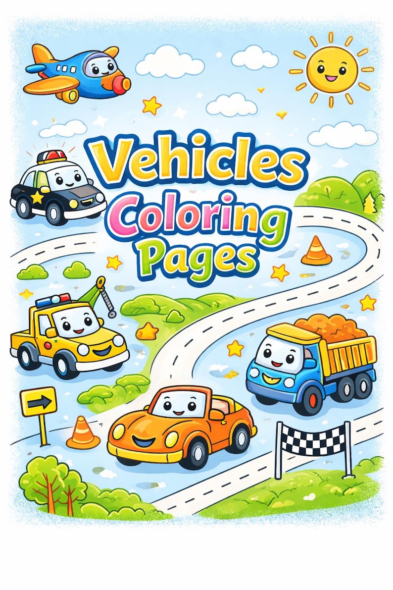 Vehicles Coloring Pages for Kids | 25 Pages | Printable Transport ...