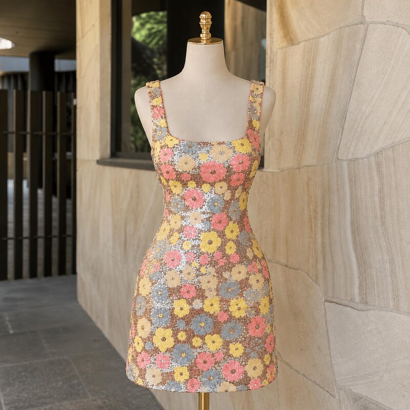Pastel Floral Mini Dress - Etsy