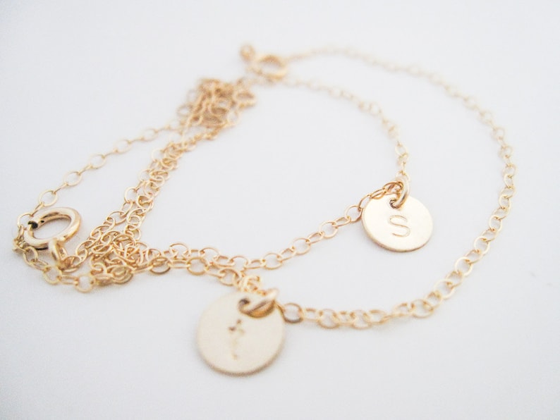 Bracelet // Custom Personalized Initial Letter Number Stamped 14k Gold ...