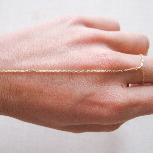 14k Gold Bezel Diamond Hand Chain | Etsy