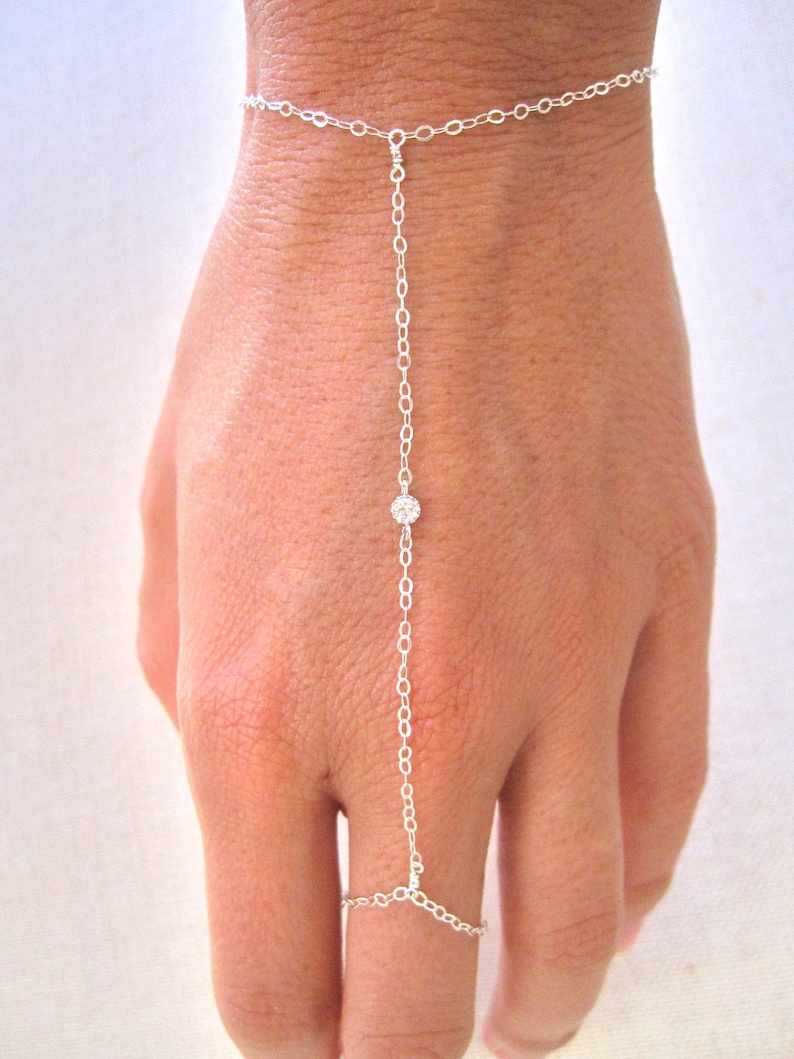 Slave bracelet hand chain // delicate sterling silver chain | Etsy