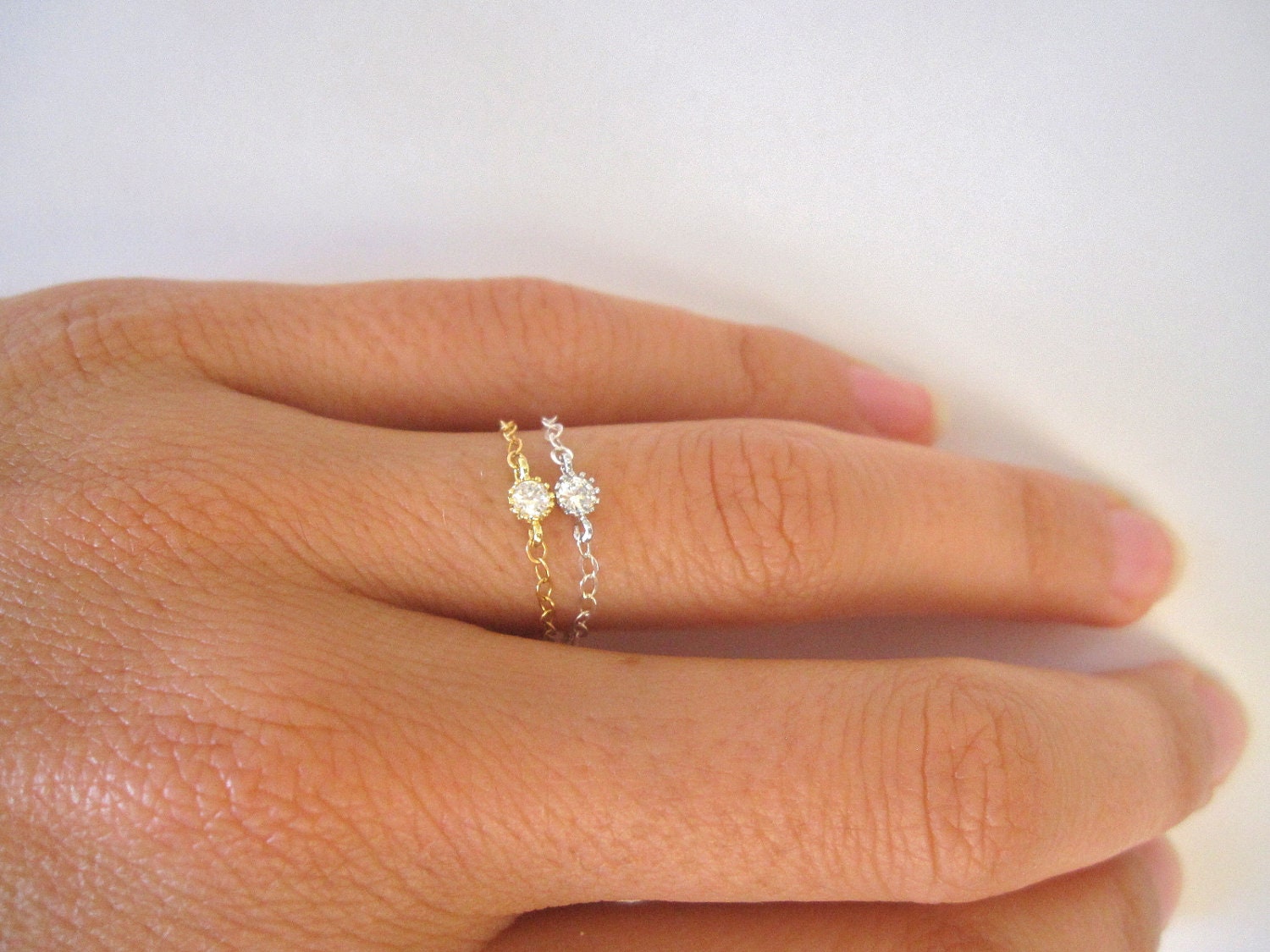 Delicate Ring Thin Sterling Silver Rings Chain Ring Tiny - Etsy