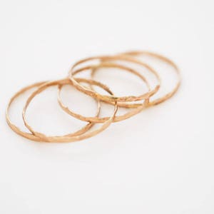 Thin Stacking Ring, 14k Gold Filled Thin Lightly Hammered Stacking Ring, Super Thin Gold Ring ...