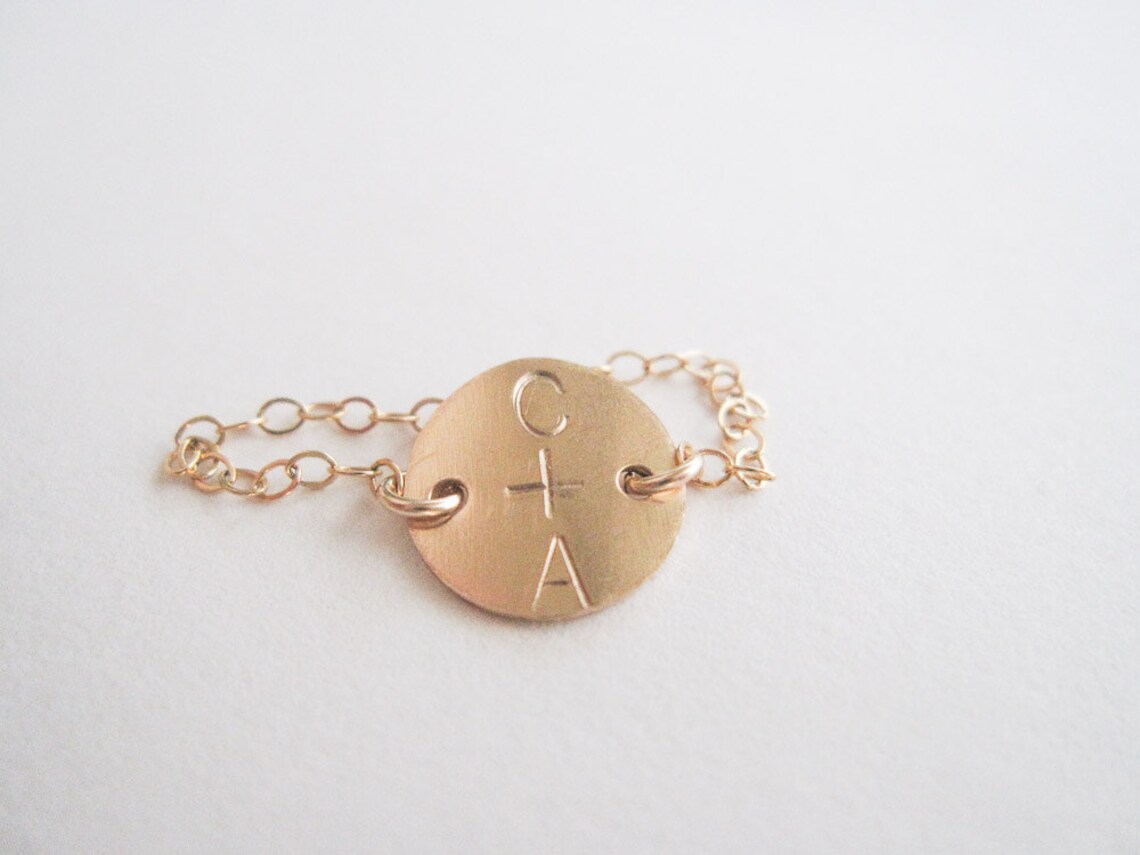 Ring // Custom ID Letter Initials Number Plus Sign Stamped - Etsy