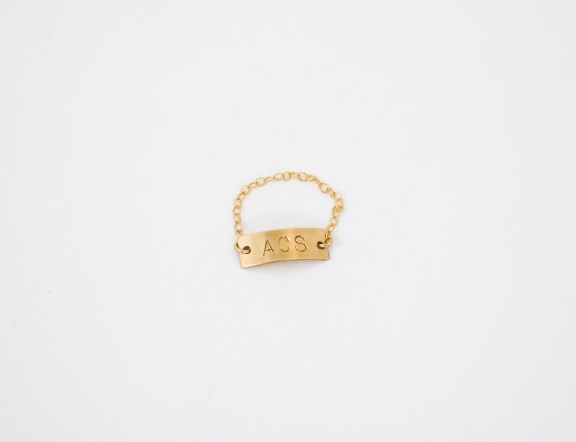 Ring // Custom ID Letter Initials Number Plus Sign Stamped - Etsy