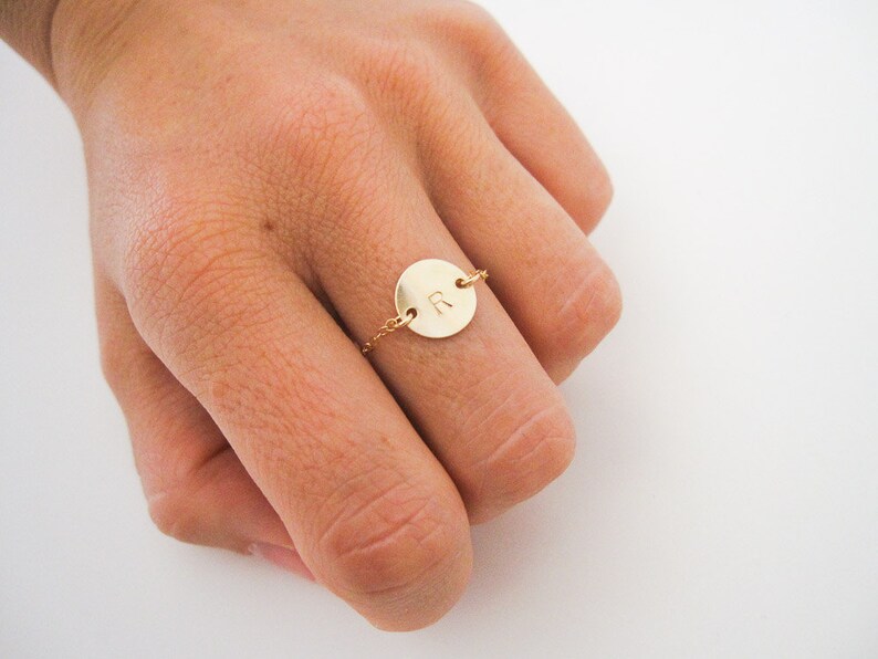 Ring // Custom ID Letter Initials Number Plus Sign Stamped - Etsy