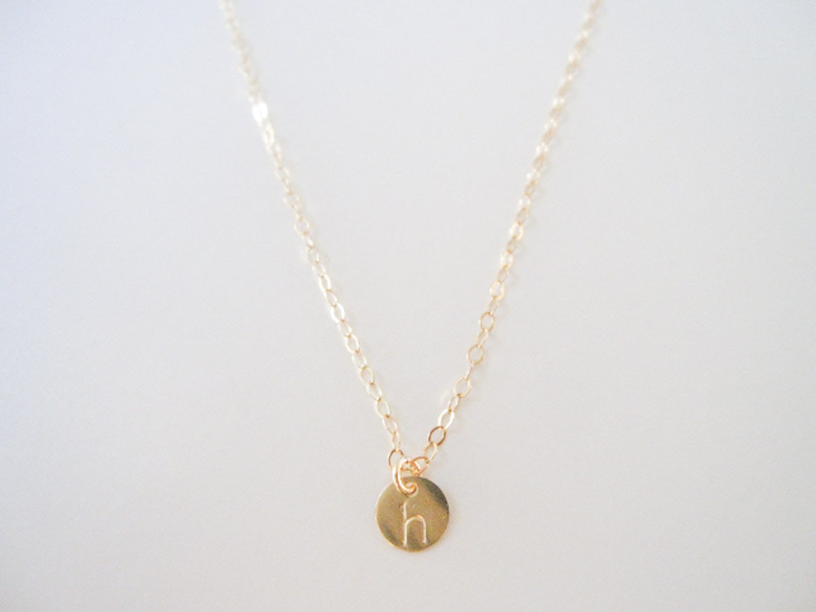 Necklace // Dainty 14k Gold Filled Initial Letter or Number - Etsy