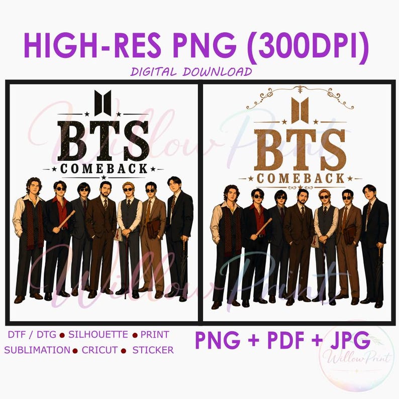 BTS Vintage Comeback Poster, Arirang Tour Art, OT7 Army Fan Gift ...