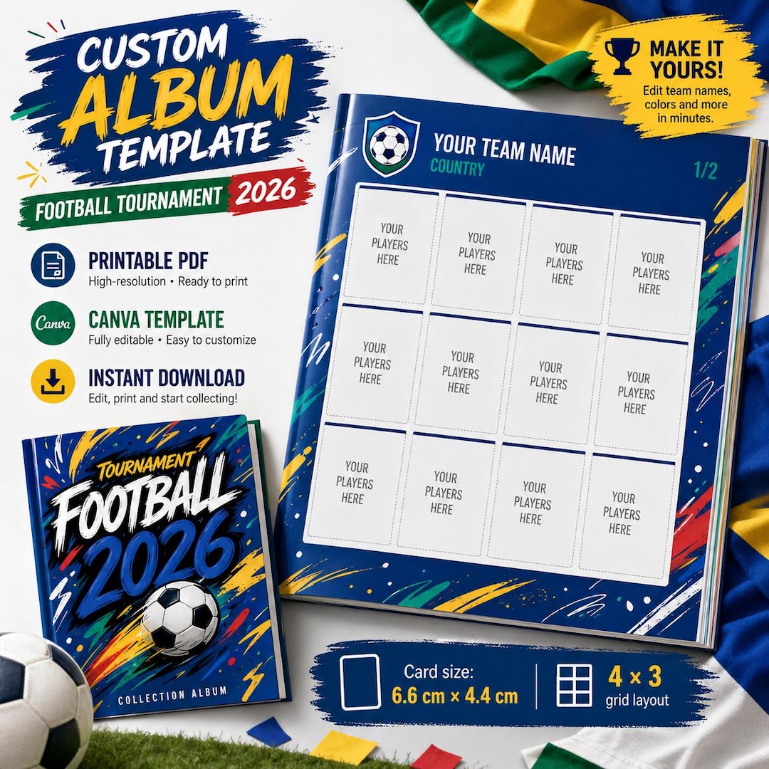 Custom FIFA World Cup 2026 Sticker Album PDF Template | Panini Style ...