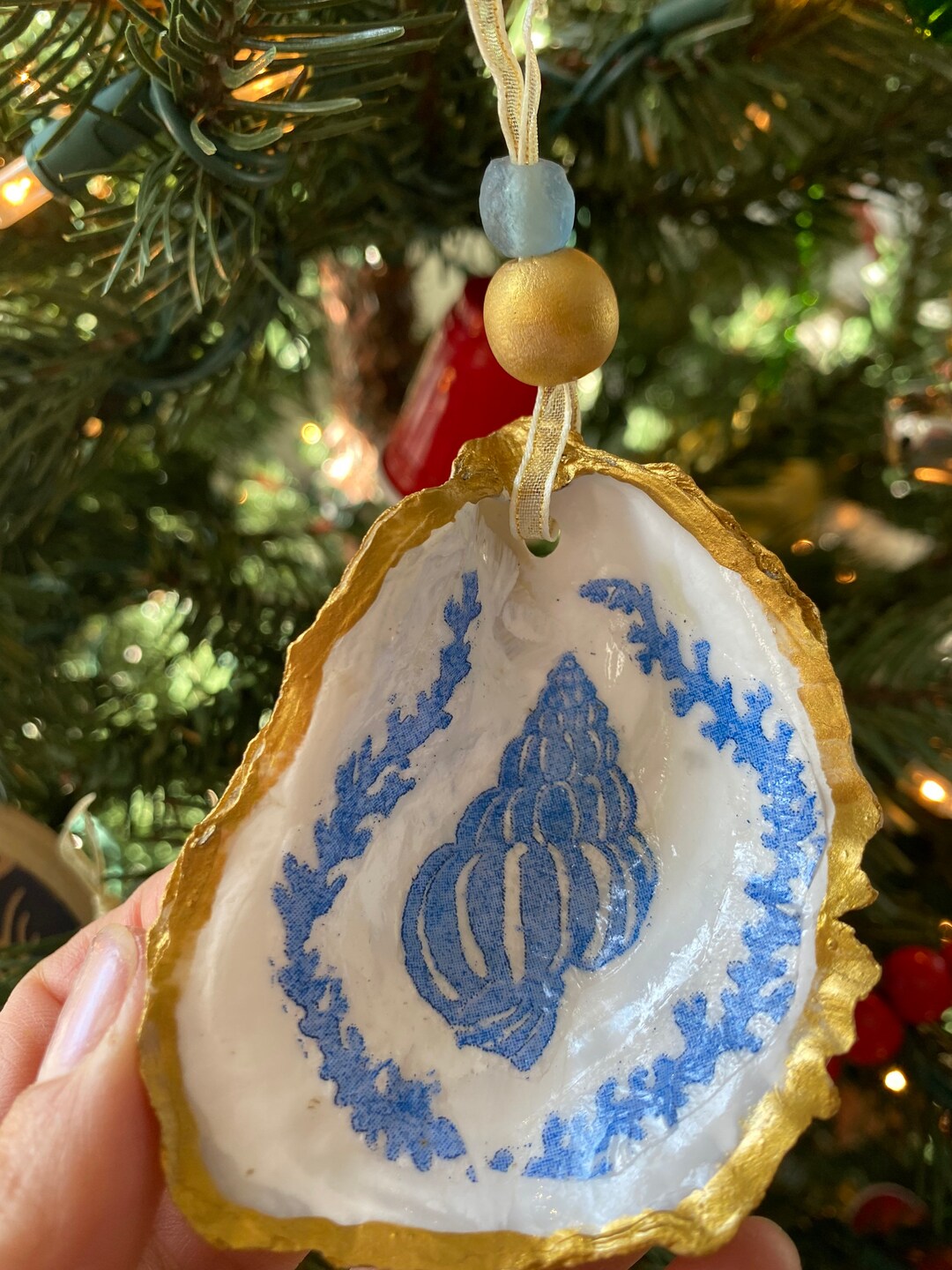 Beautiful Blue Shell Design on Oyster Shell - Made in Annapolis, Md - Etsy