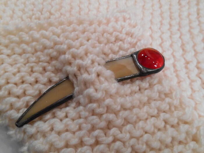 Stained Glass Shawl Pin Red and Amber Glass Shawl Pin Glass - Etsy