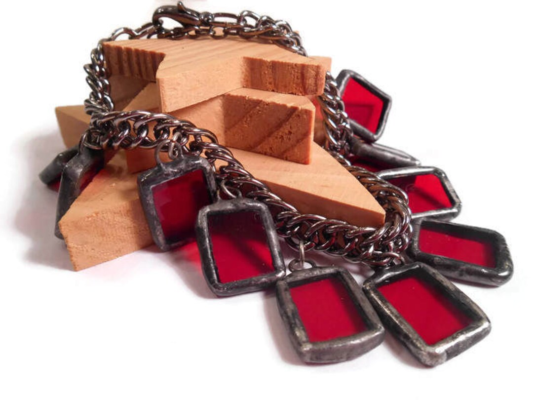 Red Glass Bracelet Stained Glass Bracelet Handmade Bracelet Jewelry ...