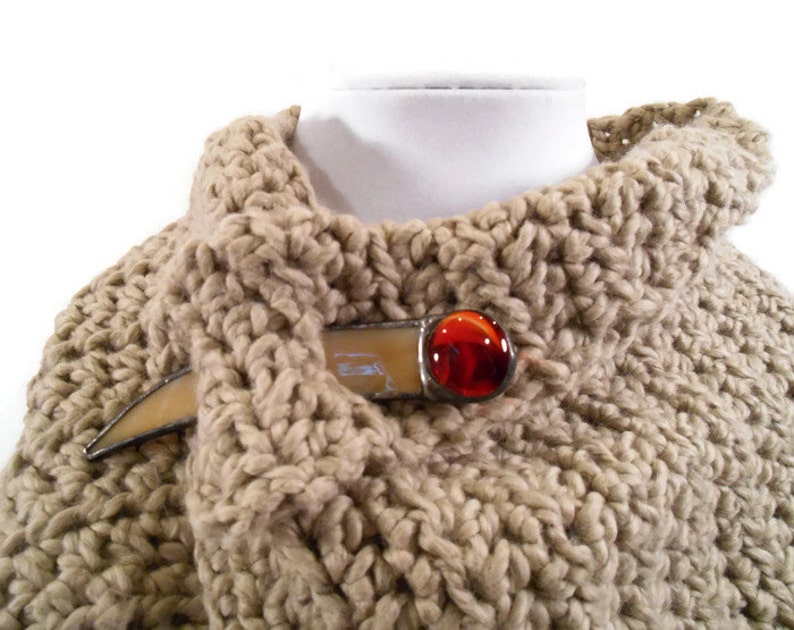 Stained Glass Shawl Pin Red and Amber Glass Shawl Pin Glass - Etsy