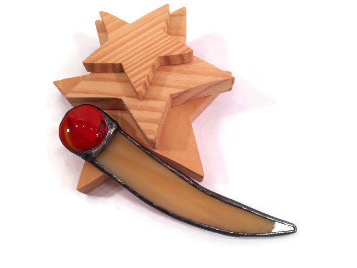 Stained Glass Shawl Pin Red and Amber Glass Shawl Pin Glass - Etsy