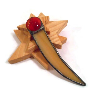 Stained Glass Shawl Pin Red and Amber Glass Shawl Pin Glass and Metal ...