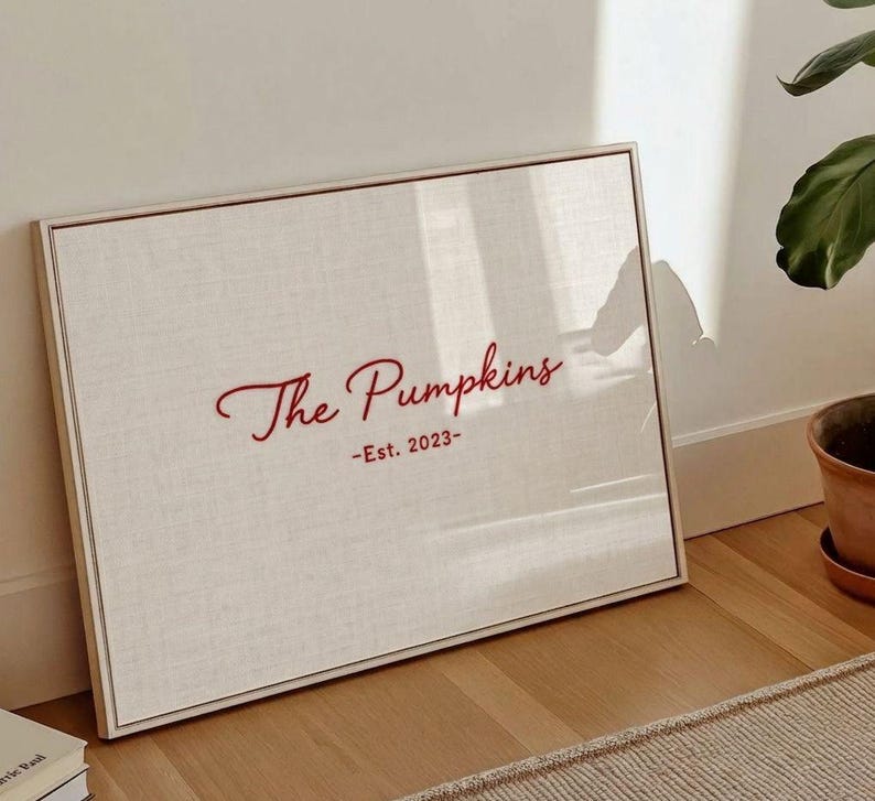 Embroided Custom Last Name Sign, Personalized Family Name Wall Art ...